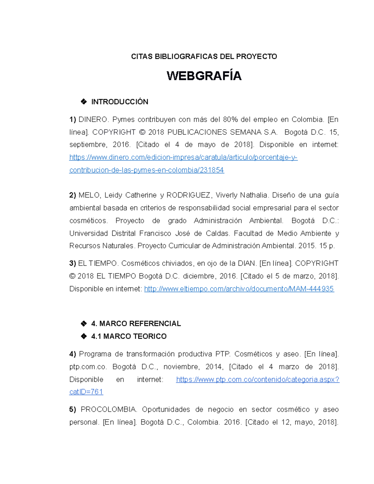 Citas Bibliograficas DEL Proyecto - CITAS BIBLIOGRAFICAS DEL PROYECTO WEBGRAFÍA INTRODUCCIÓN ...