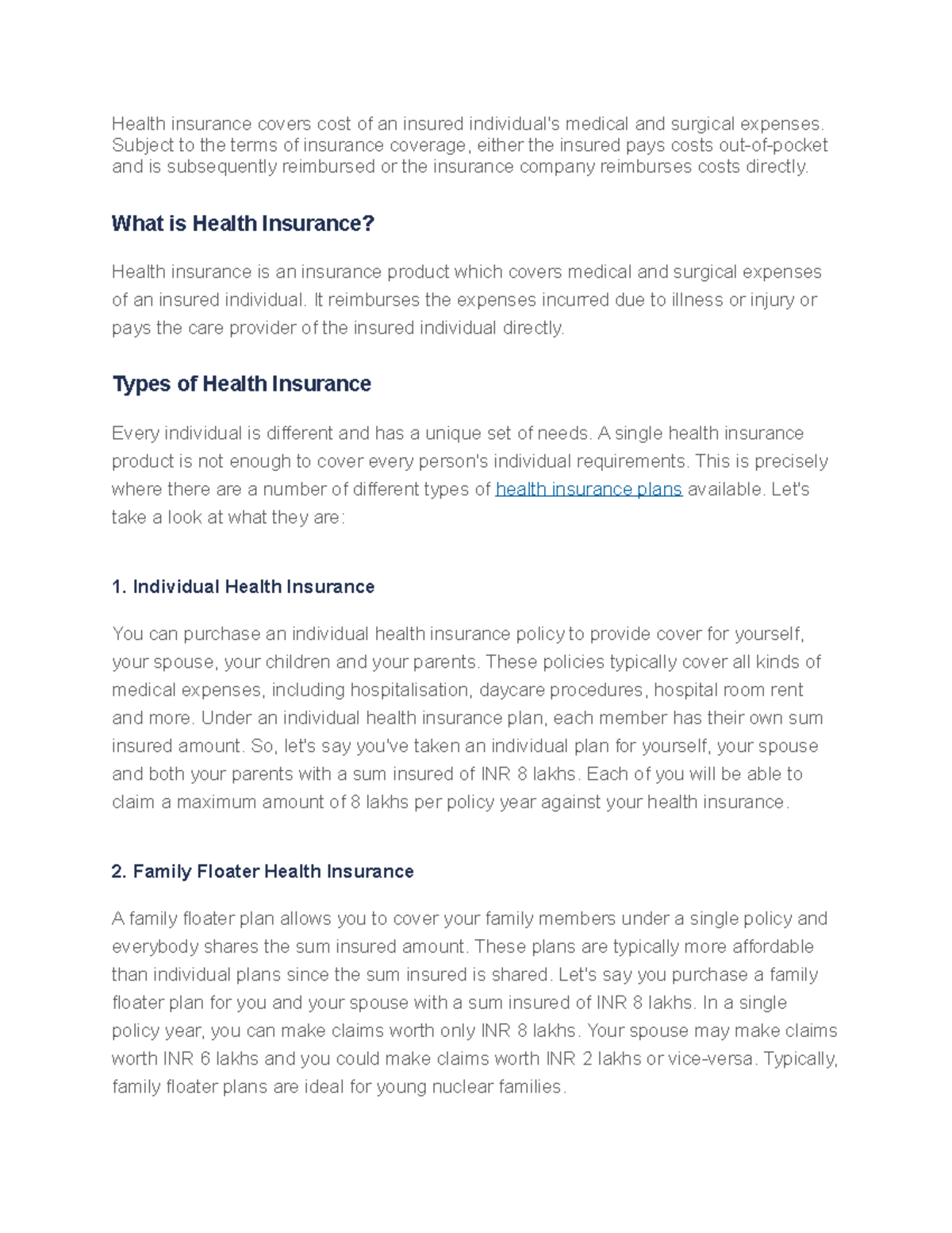 Intro to health insurance - Health insurance covers cost of an insured ...