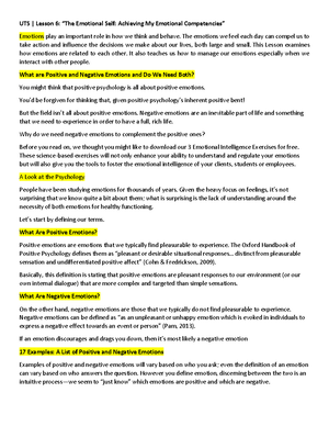 UTS Lesson 5 SELF- Awareness - UTS LESSON 5 SELF-AWARENESS What is self ...