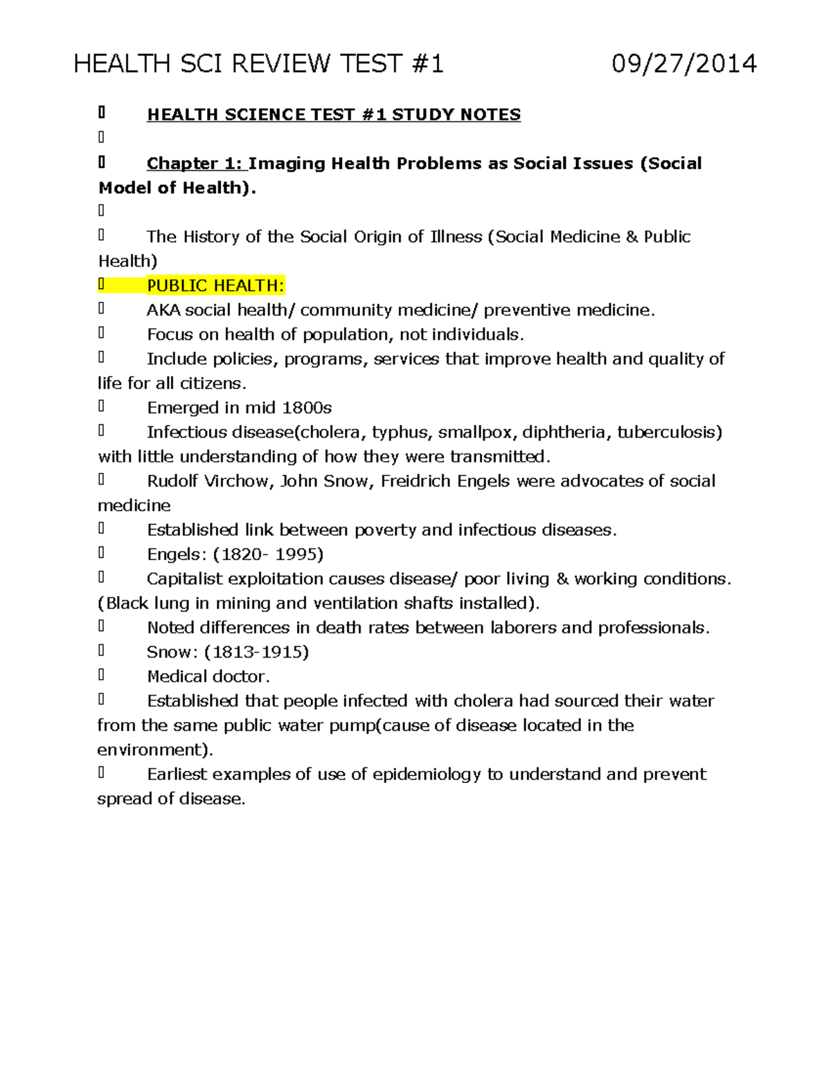 Health - Science - Test - 1 - Study - Notes - HEALTH SCI REVIEW TEST #1 ...