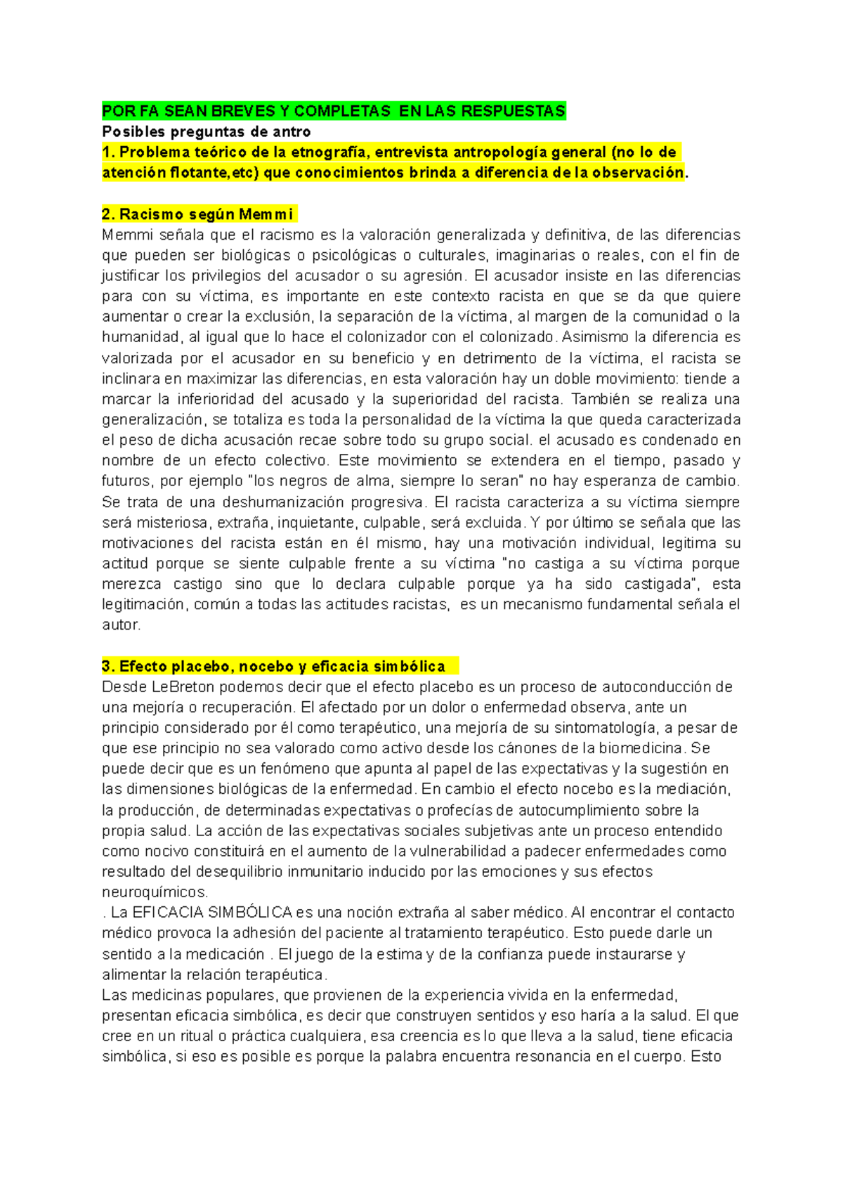 Repaso antro - POR FA SEAN BREVES Y COMPLETAS EN LAS RESPUESTAS ...