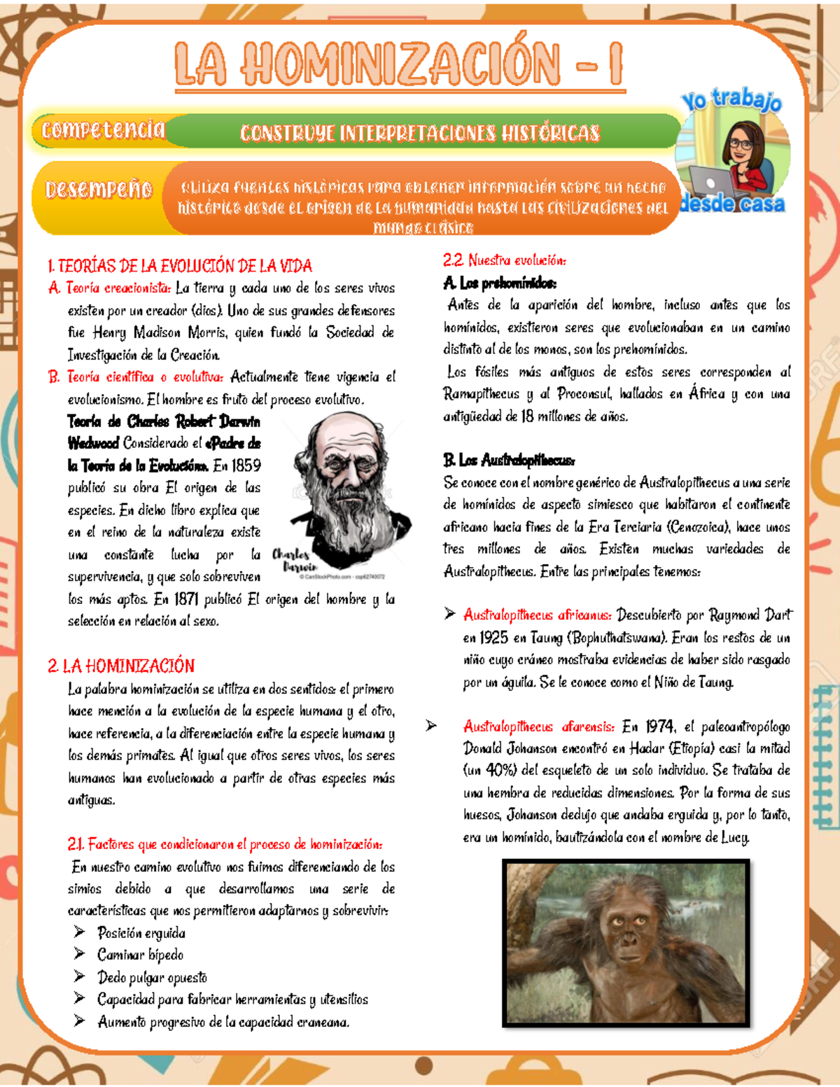 2. LA Hominización - I removed - 1. TEORÍAS DE LA EVOLUCIÓN DE LA VIDA ...