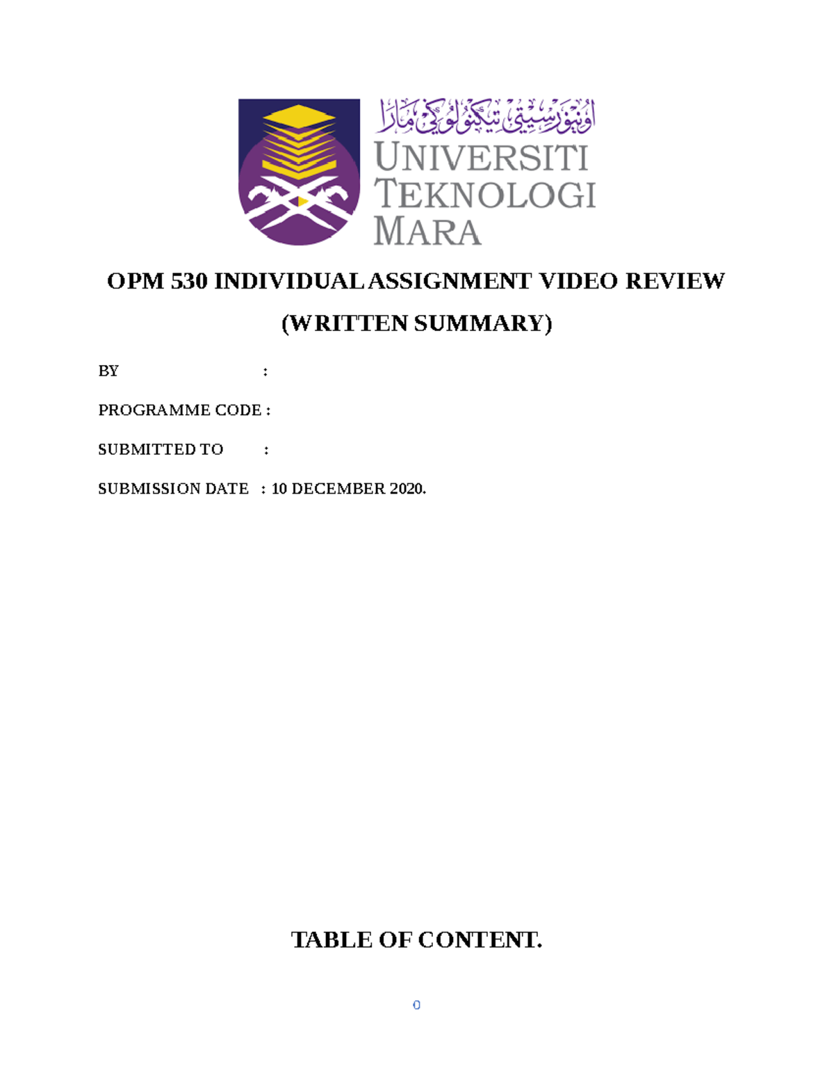 OPM 530 Individual Assignment Video Review - OPM 530 INDIVIDUAL ...