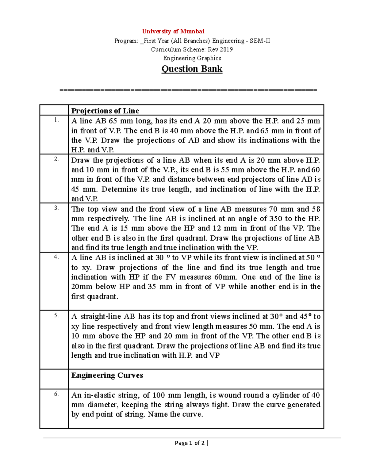 Question-Bank EG - Engineering drawing question bank - University of ...