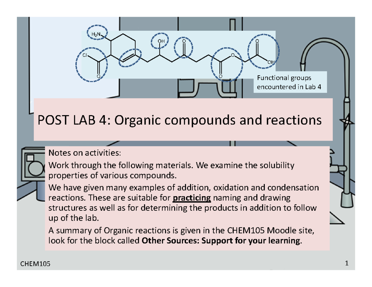 Organic compounds and reactions Post Lab - POST LAB 4: Organic ...