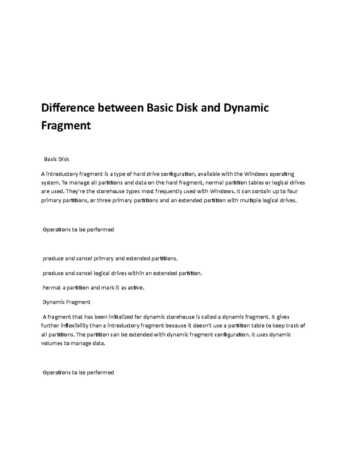 Difference between Basic Disk and Dynamic Fragment - Difference between Basic Disk and Dynamic ...