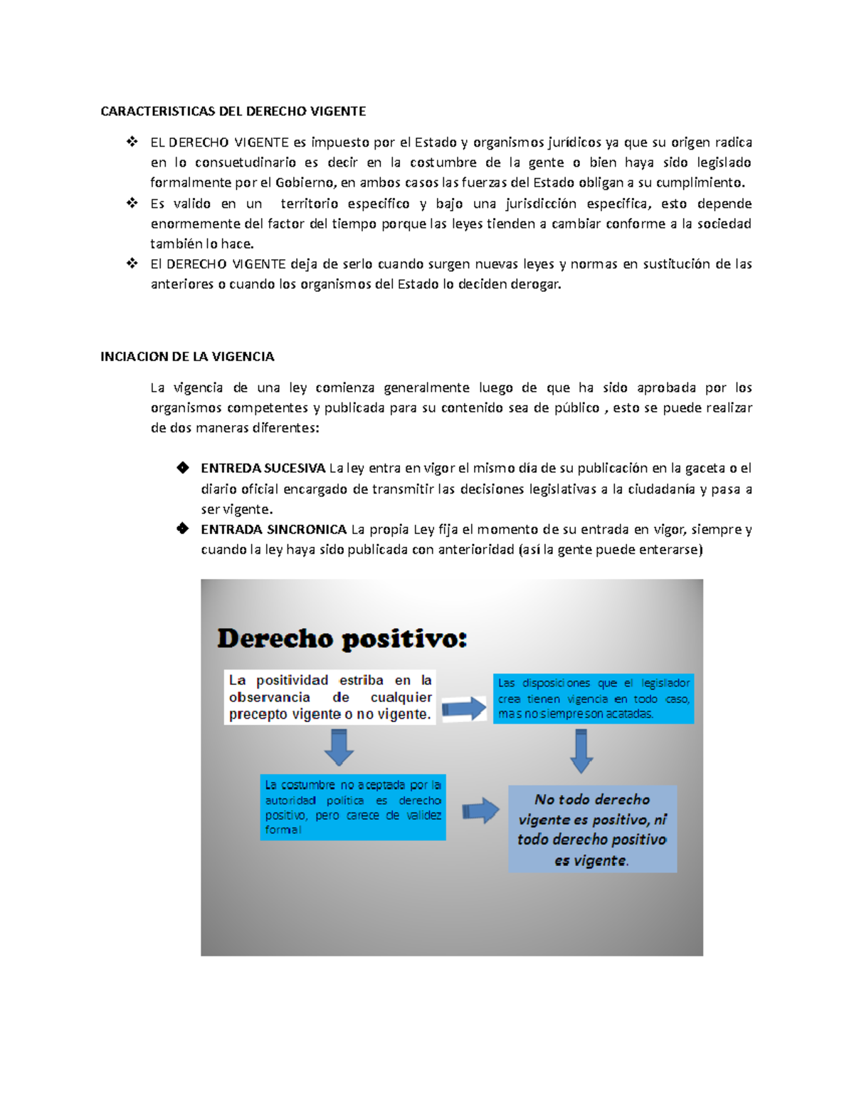 Caracteristicas DEL Derecho Vigente - CARACTERISTICAS DEL DERECHO ...