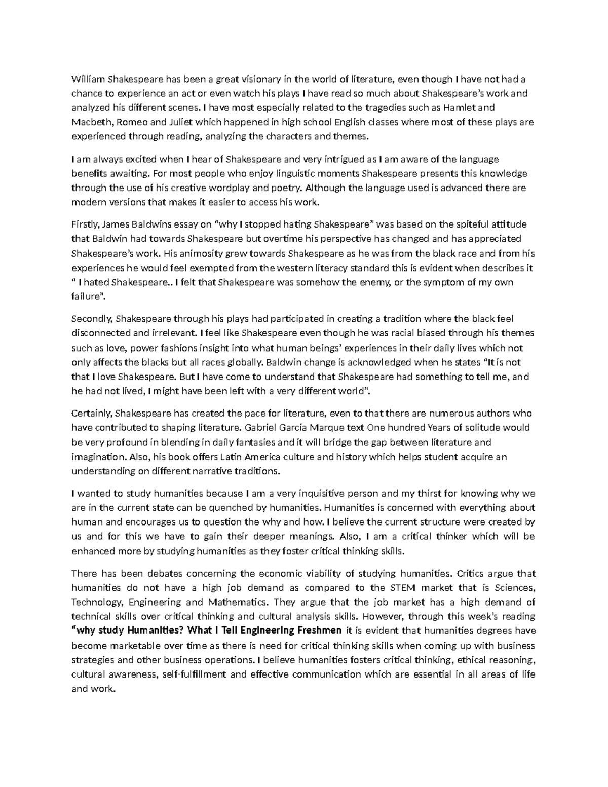 Humanities - Humanties essays - William Shakespeare has been a great ...