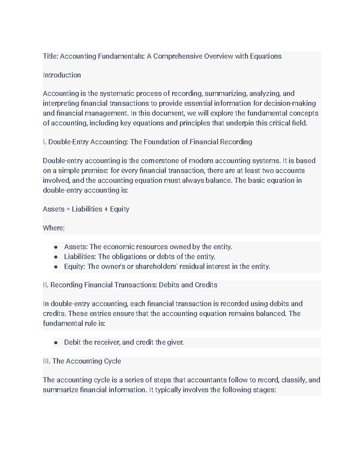Title Accounting Fundamentals A Comprehensive Overview with Equations ...