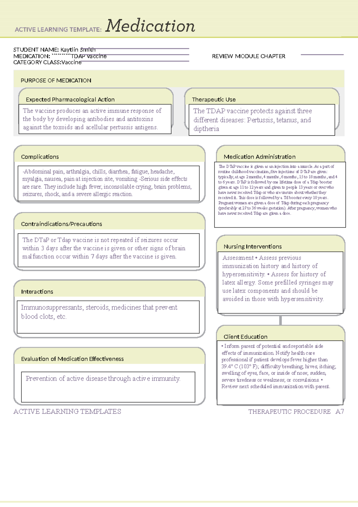 TDAP - TDAP vaccine during prenatal visits - ACTIVE LEARNING TEMPLATES ...