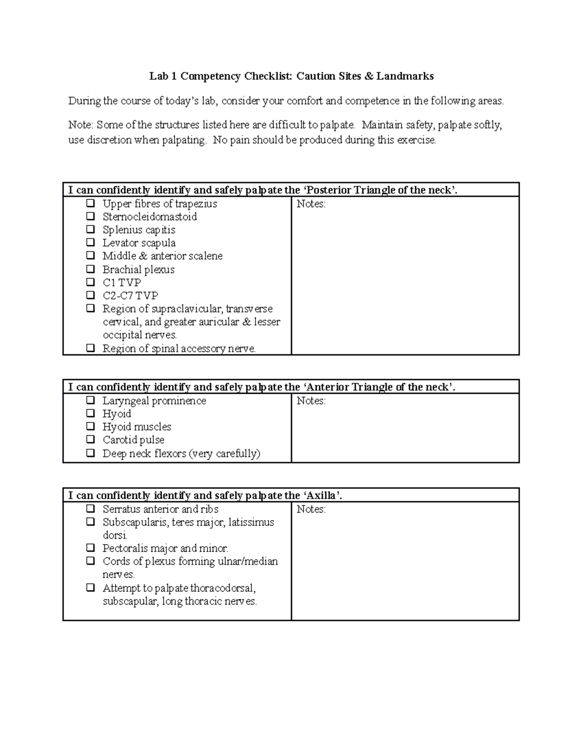 Week 1 competency checklist - Lab 1 Competency Checklist: Caution Sites ...