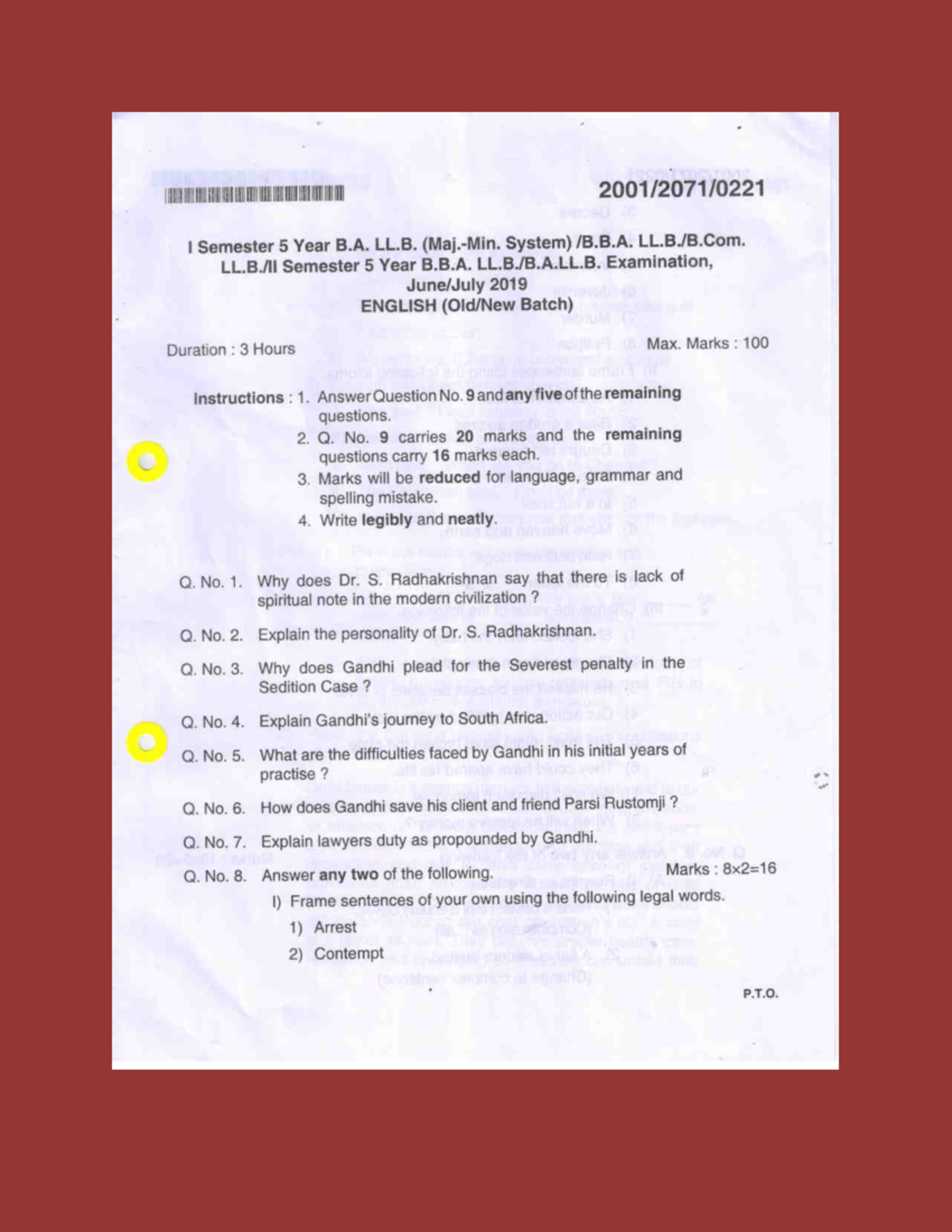 KSLU Question Paper - General English - Studocu