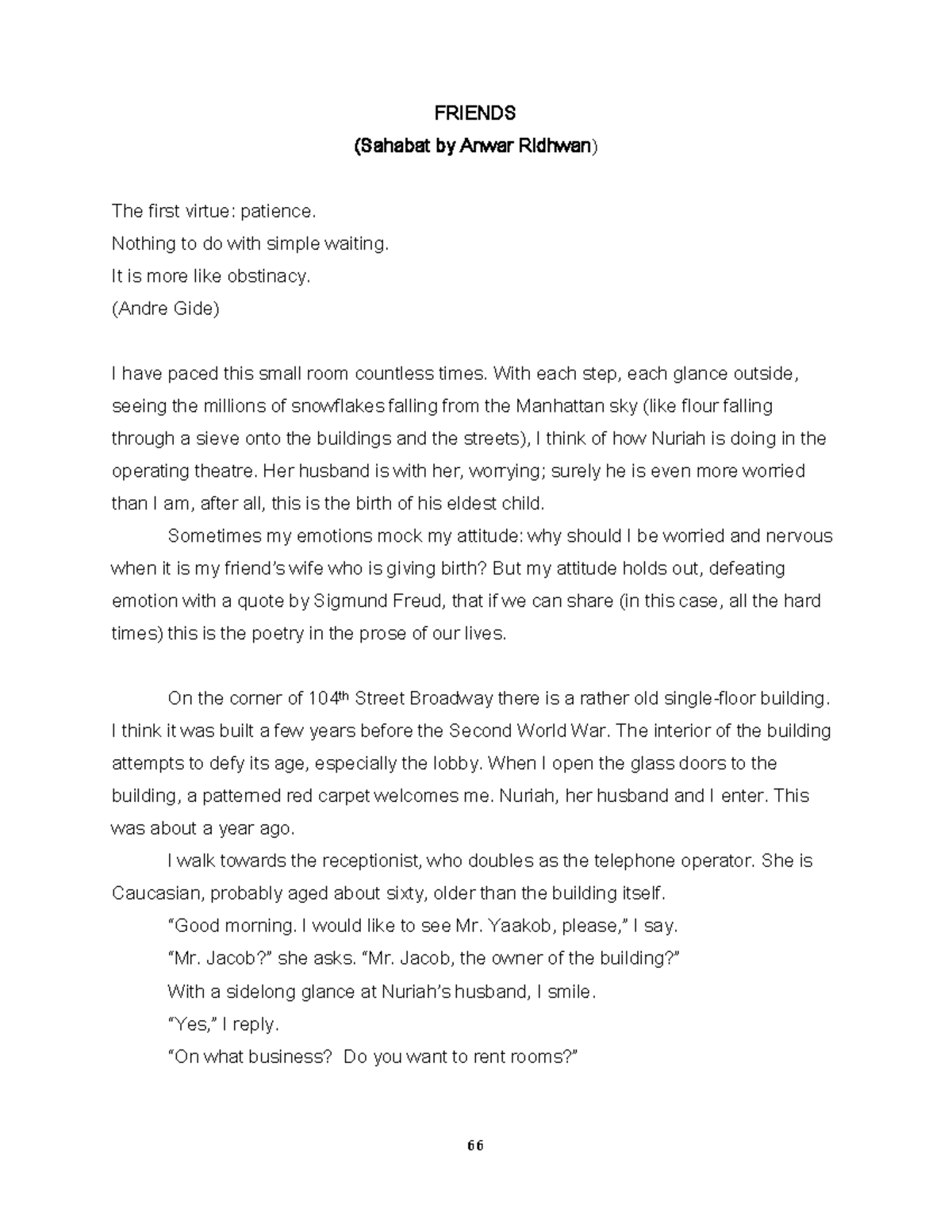 Asean Literature. Malaysia. FRIENDS (Short Story) - FRIENDS (Sahabat ...