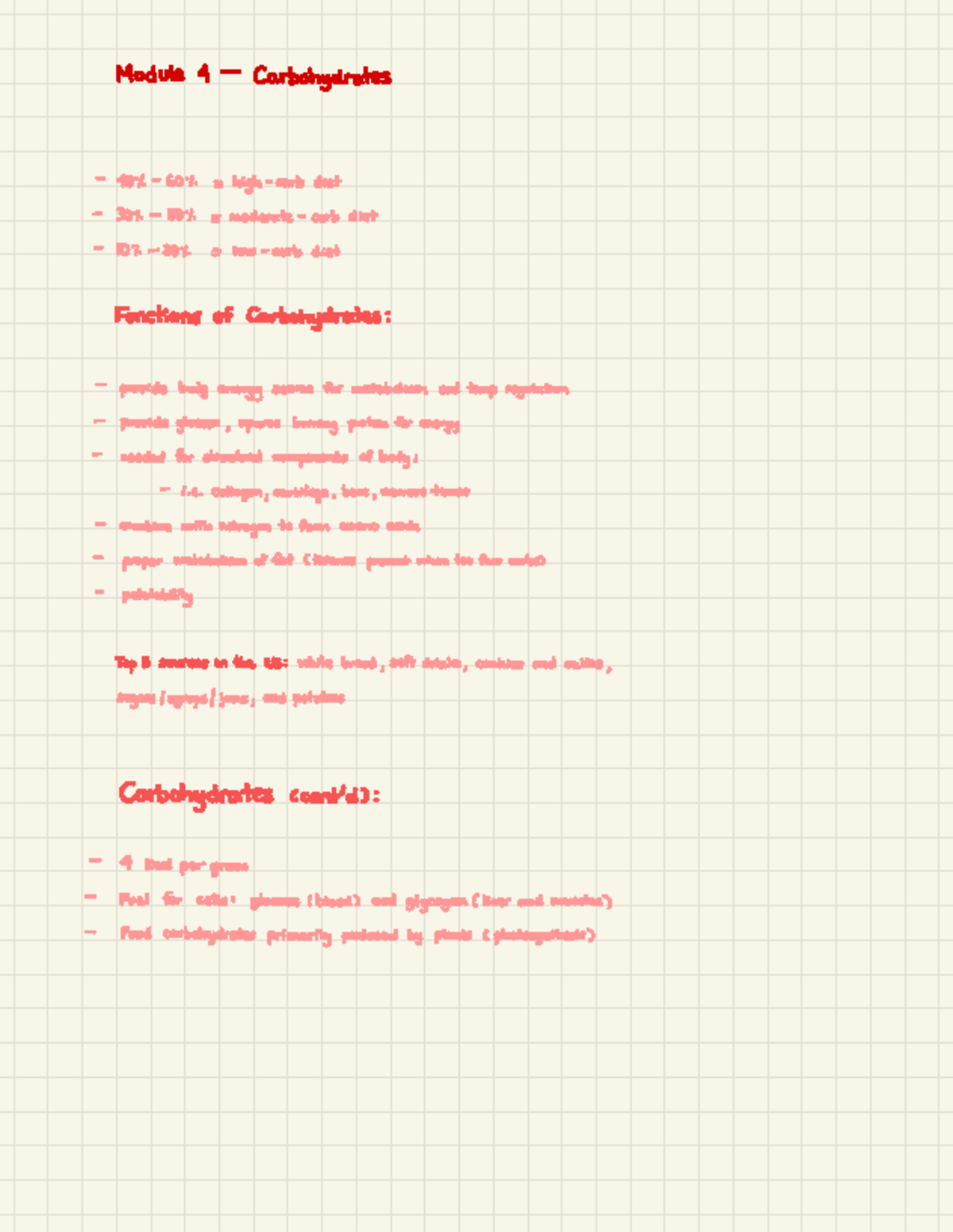 Module 4- Carbohydrates - Module 4 carbohydrates 60- . = high carbdiet ...