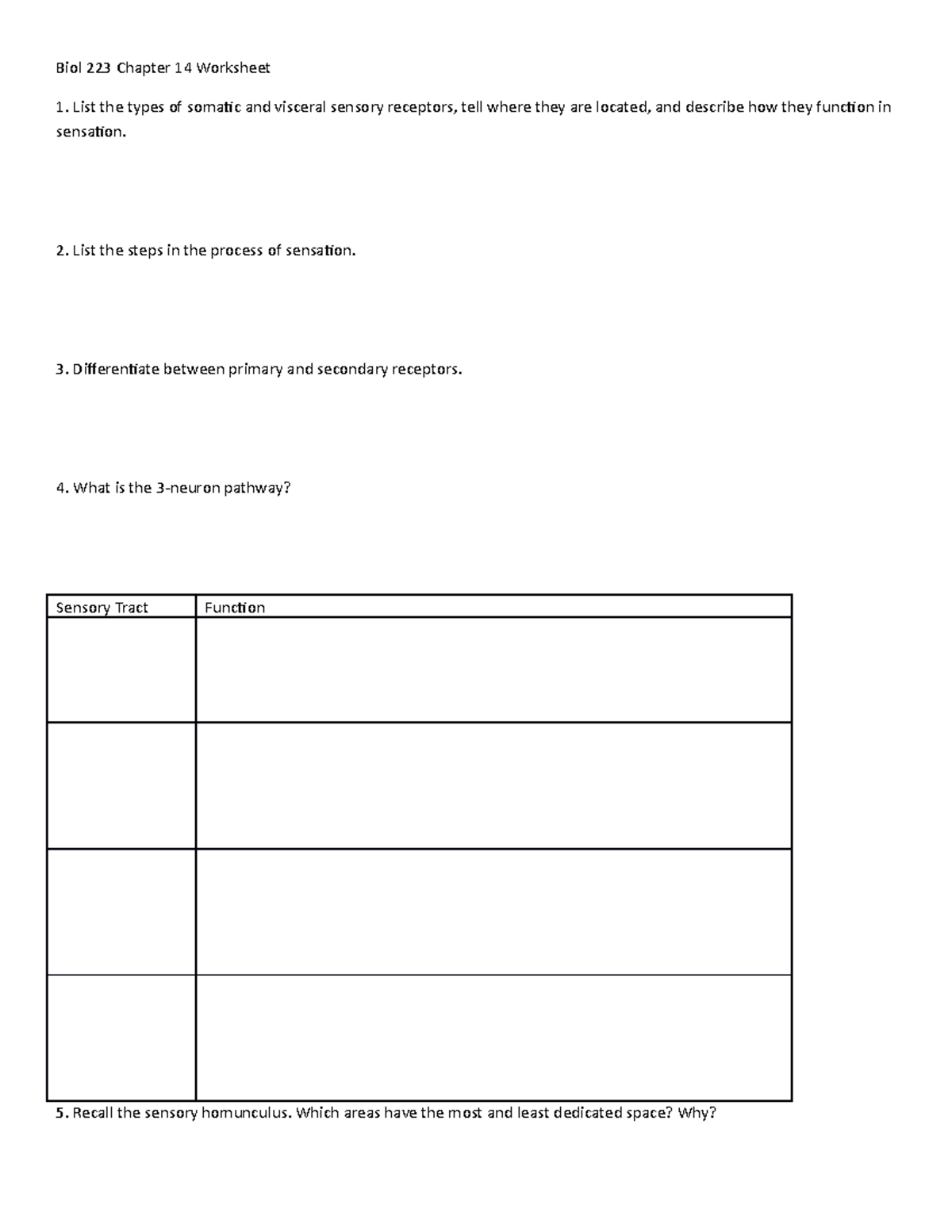 Biol 223 Chapter 14 Worksheet - Biol 223 Chapter 14 Worksheet List the ...