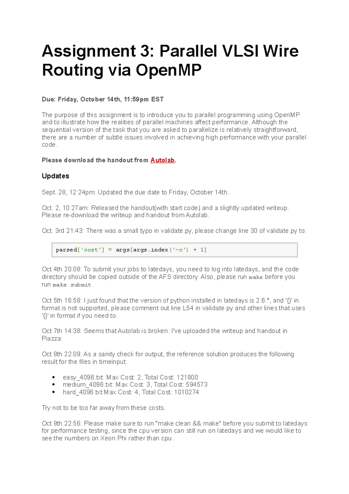 Assignment 3 - Fall 2016 - Assignment 3: Parallel VLSI Wire Routing via ...