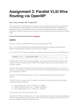 Exercise 3-f16 - Fall 2016 - CMU 15-418/618 Exercise 3 Miscellaneous ...