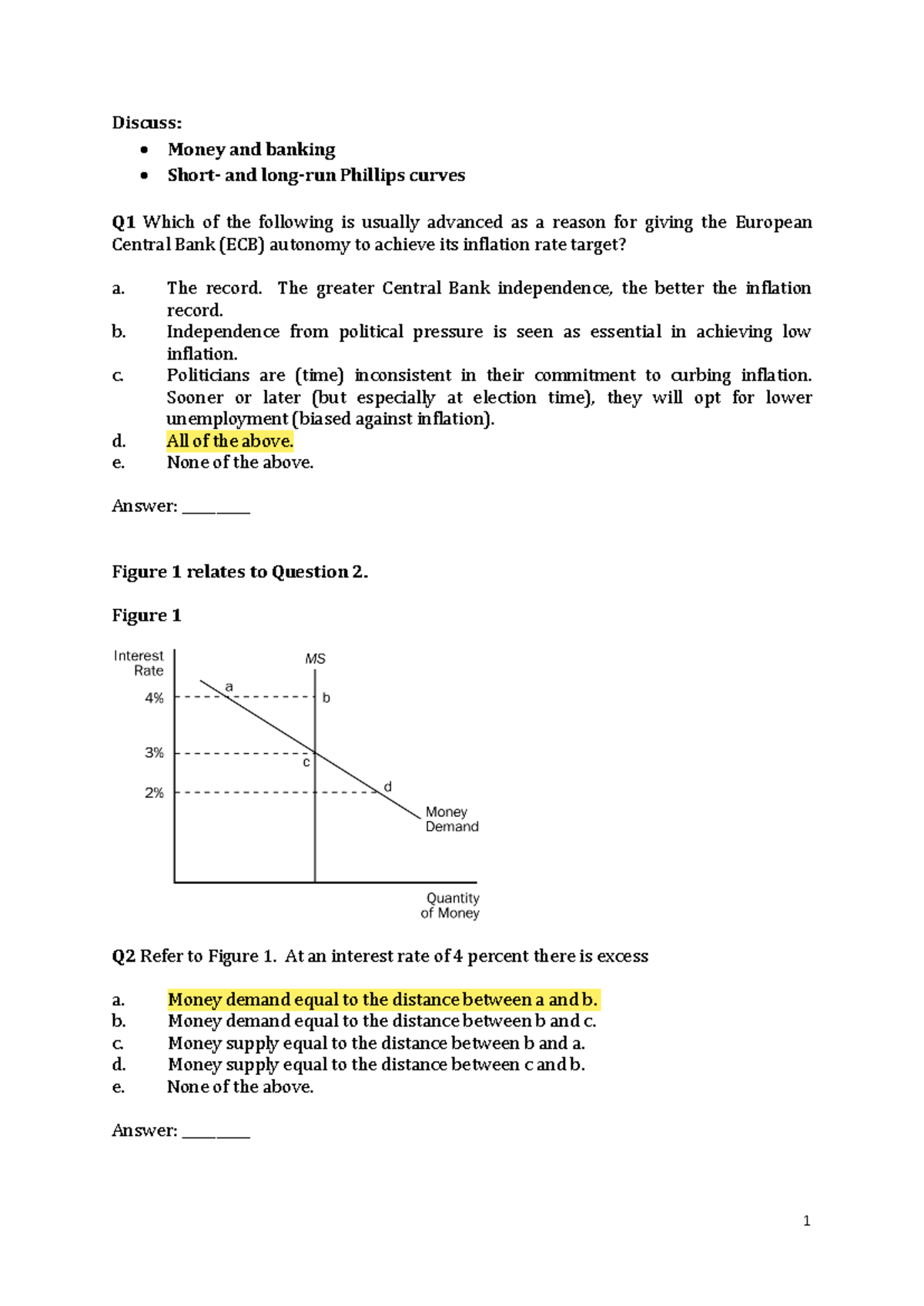EC4004 Macro Tutorial Questions Week 12 - Discuss: Money and banking ...