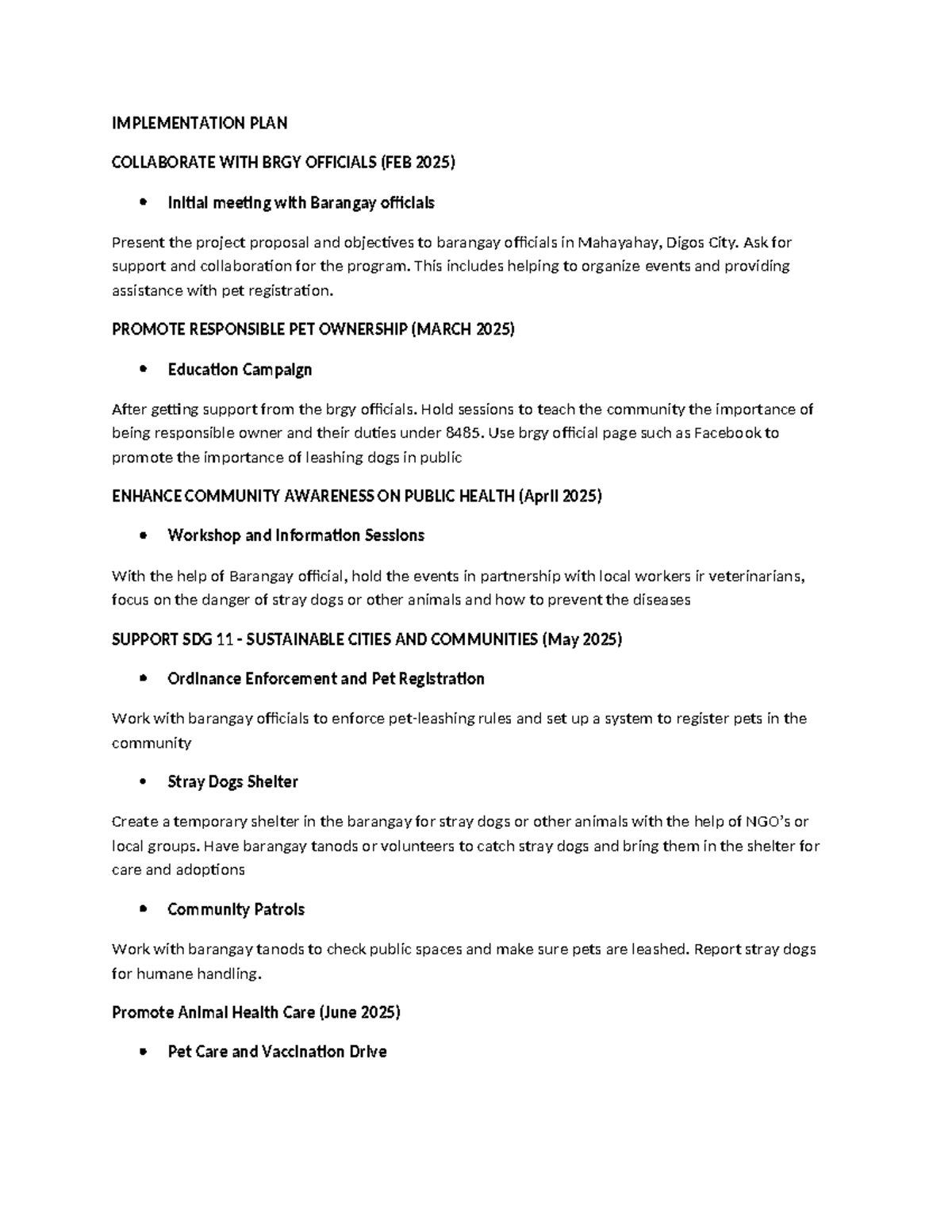 Implementation-WPS Office - IMPLEMENTATION PLAN COLLABORATE WITH BRGY ...