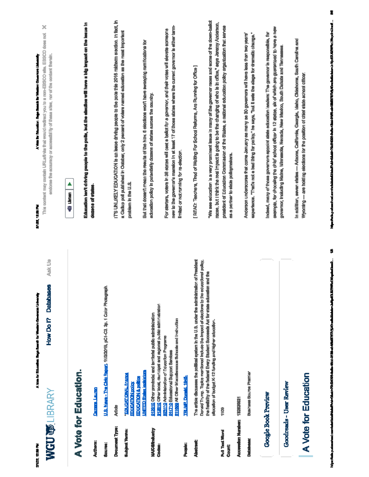 A Vote for Education - EBSCO does not WGU LIBRARY How Do I? Databases Ask Us endorse the ...