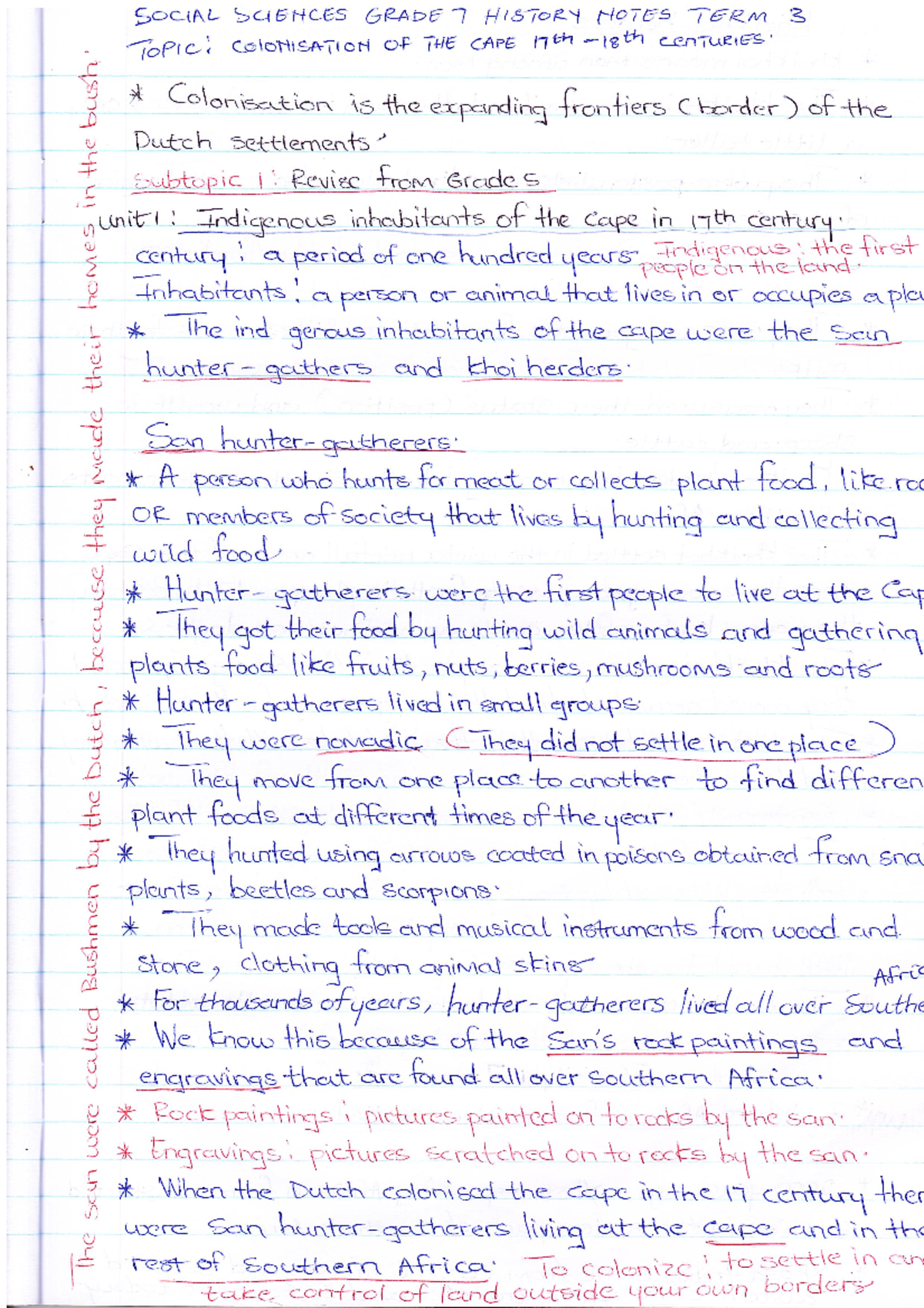 Grade 7 TERM 3 SS HIS - Notes preparation - SOCIAL SCIENCES GRADE 7 ...