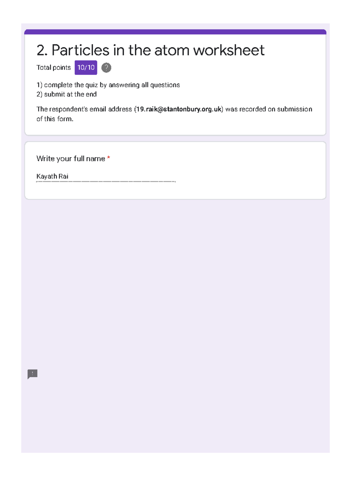 2. Particles in the atom worksheet - Kayath Rai 2. Pa!icles in the atom ...