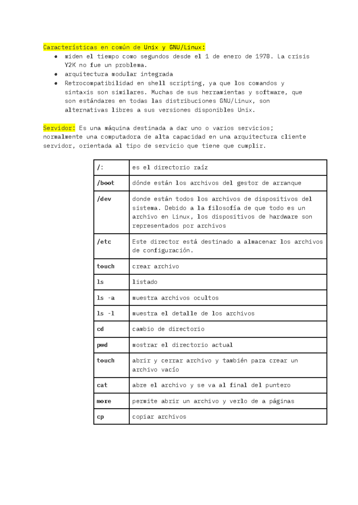 Linux P1 - Características en común de Unix y GNU/Linux: miden el ...