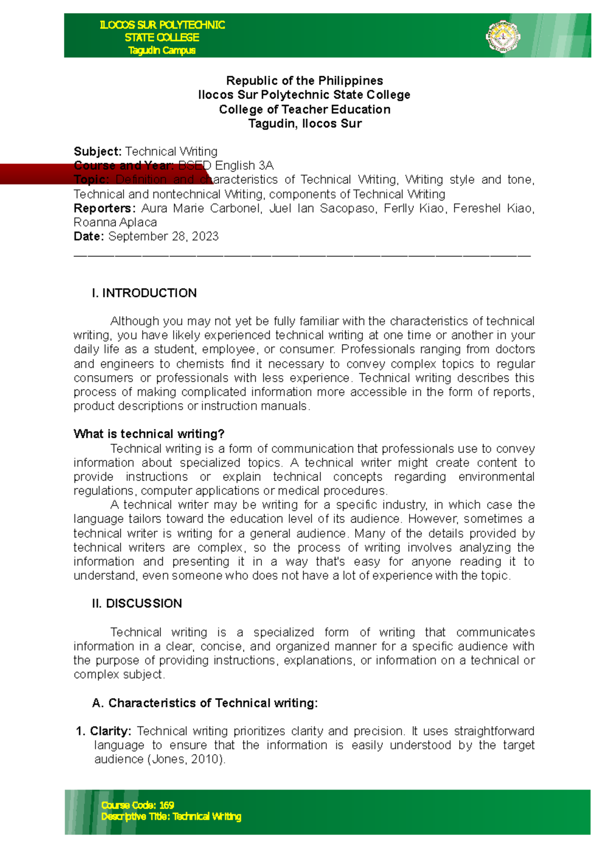 Technical-writingwith-names - Republic of the Philippines Ilocos Sur ...