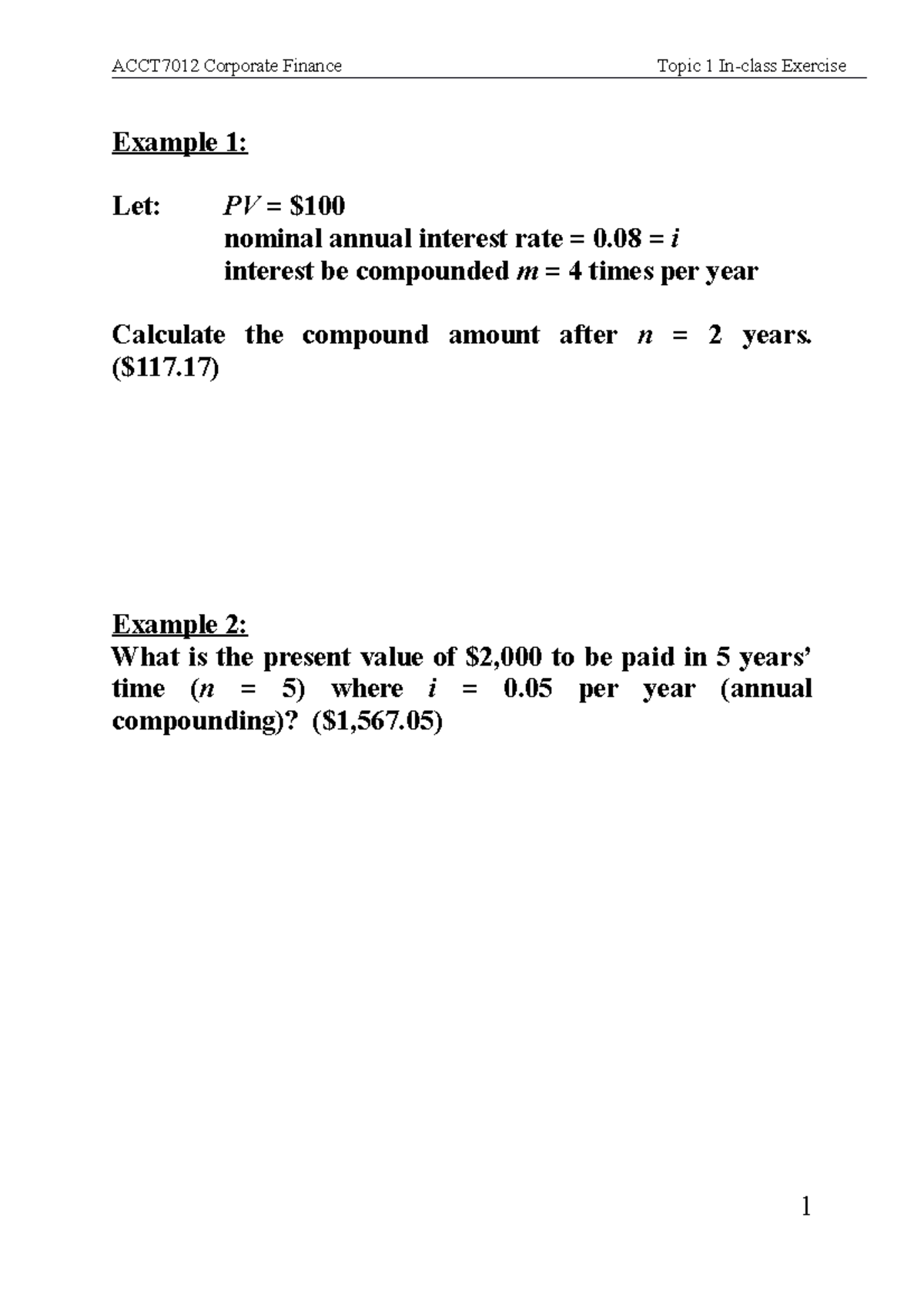 Topic 1 Examples - Practice Questions for Week 1 Tutorial with answers - 200426 - UWS - Studocu