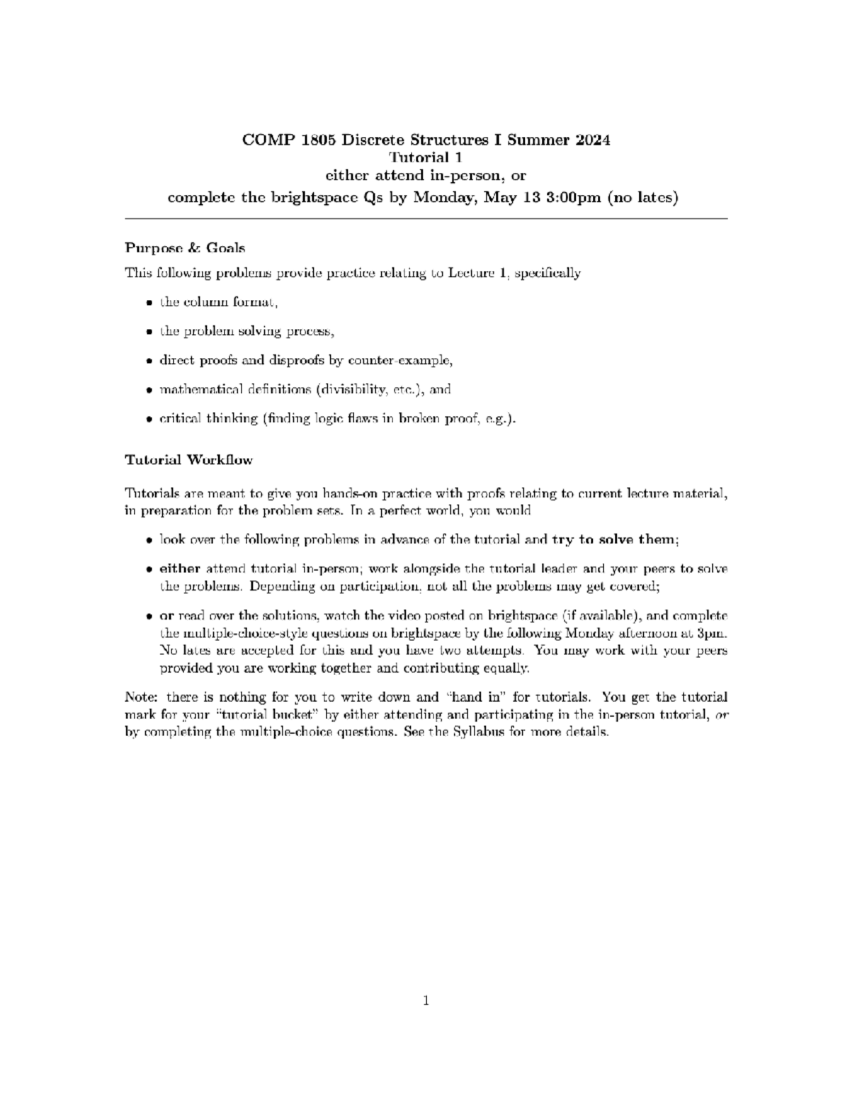 Tutorial 1 - Comp 1805 - Studocu
