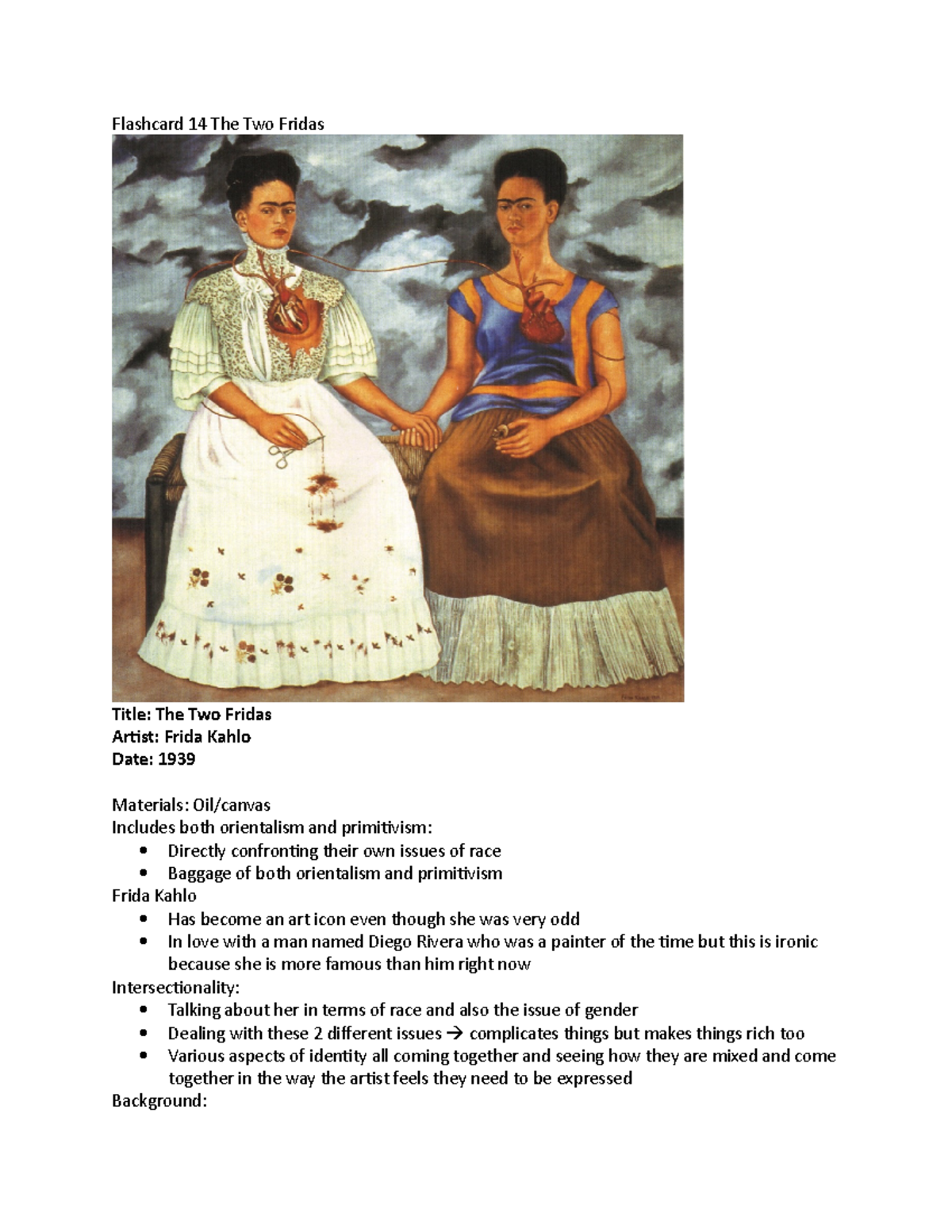 Flashcard 14 The Two Fridas - Flashcard 14 The Two Fridas Title: The ...