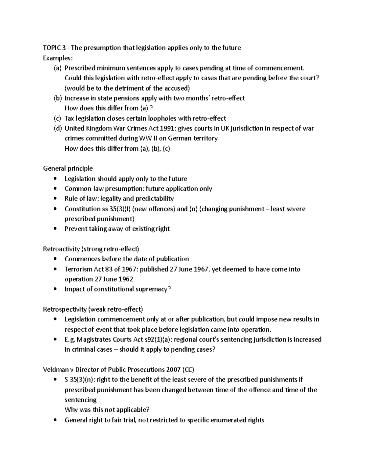 Interpretation notes lecture- 7 March - TOPIC 3 - The presumption that ...
