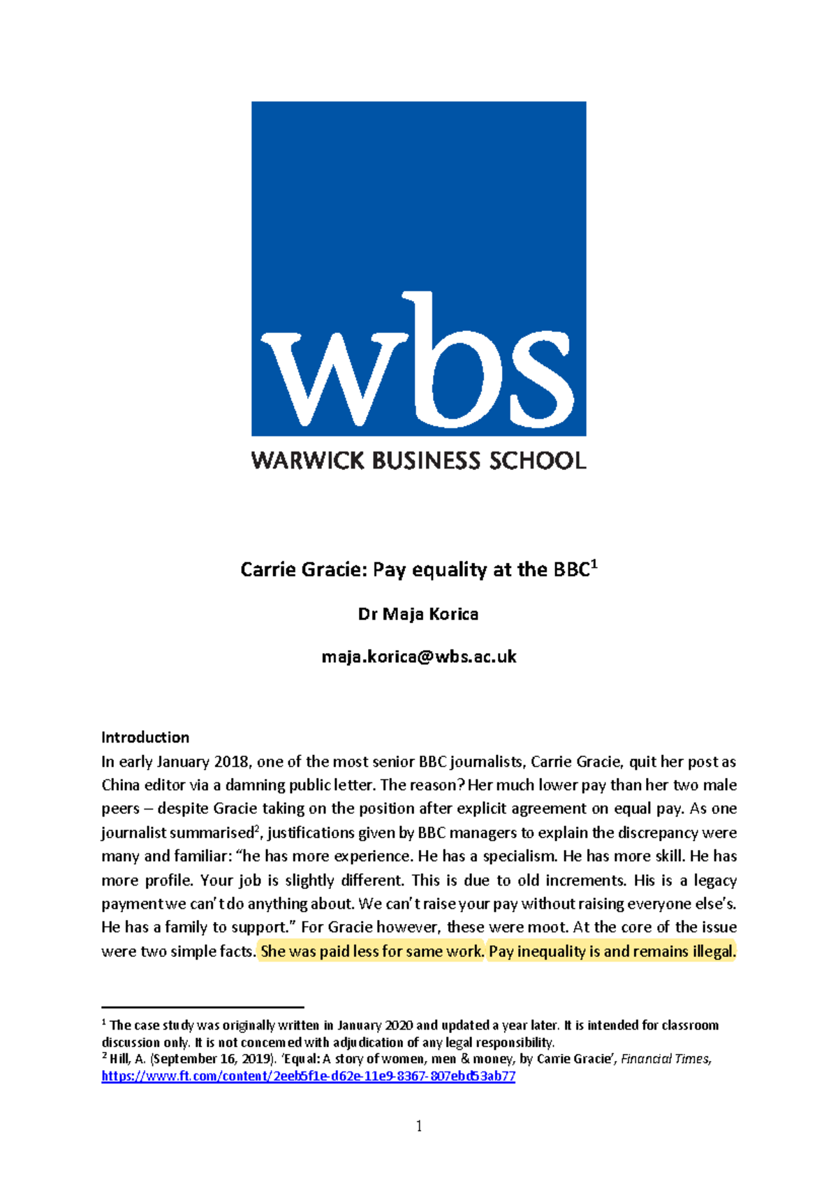 Carrie Gracie Pay equality at the BBC case study 2021 - Carrie Gracie ...