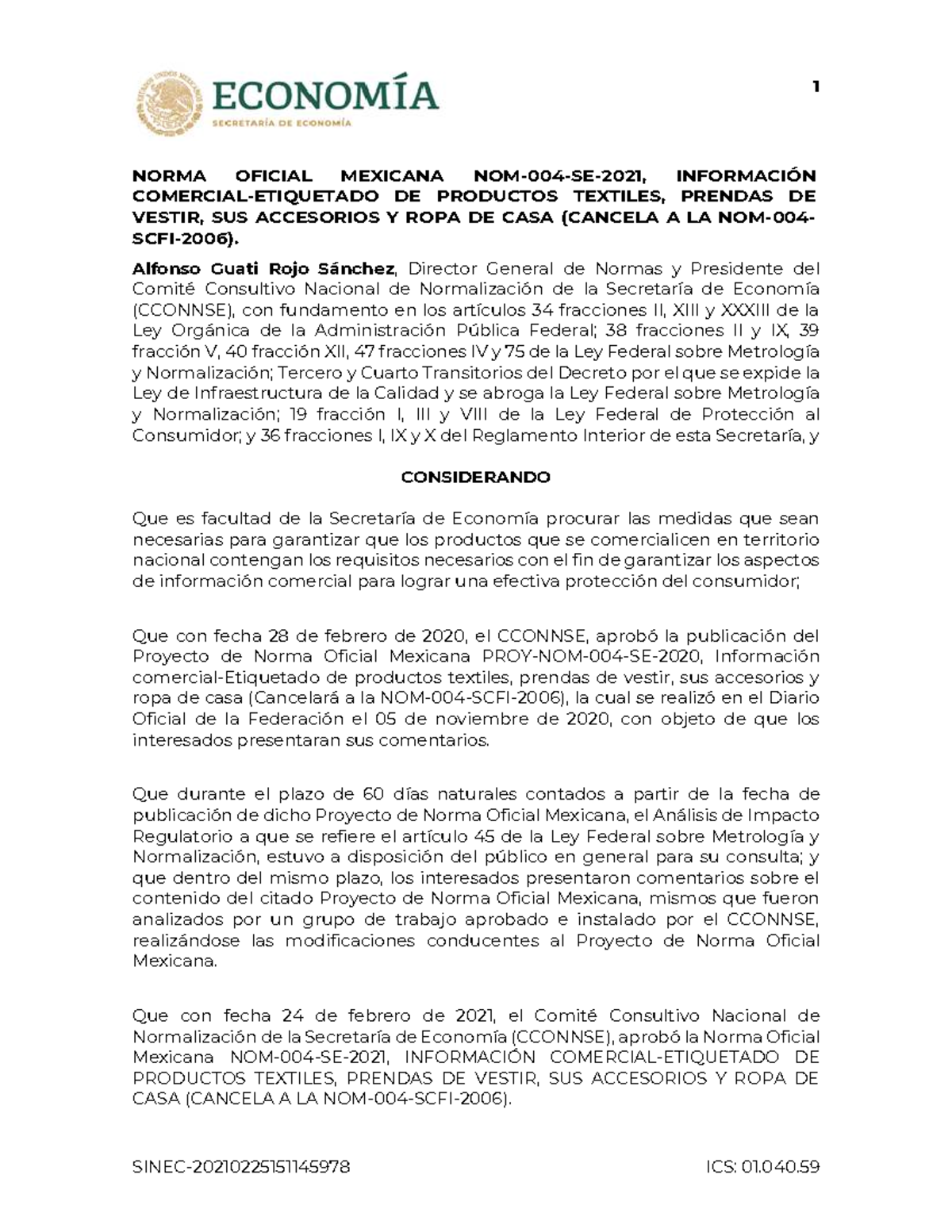 20210310125352 51425 NOM-004-SE-2021 feb21 - 1 NORMA OFICIAL MEXICANA ...