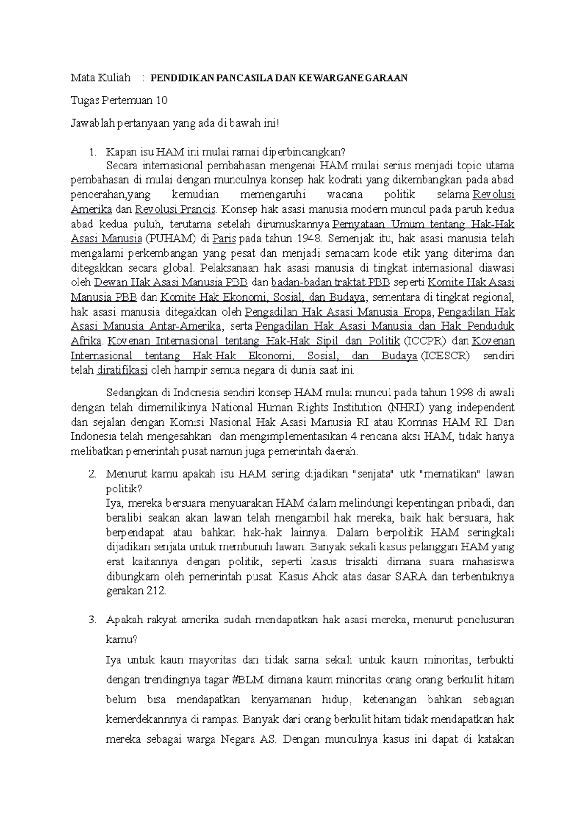 Tugas PKN 10 - Mata Kuliah : PENDIDIKAN PANCASILA DAN KEWARGANEGARAAN Tugas Pertemuan 10 ...