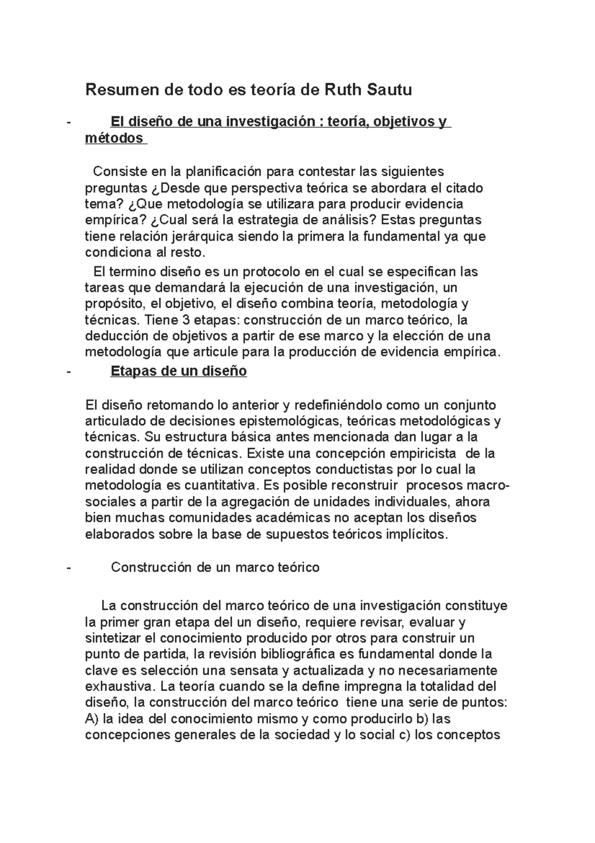Resumen de todo es teoría de Ruth Sautu - Resumen de todo es teoría de ...