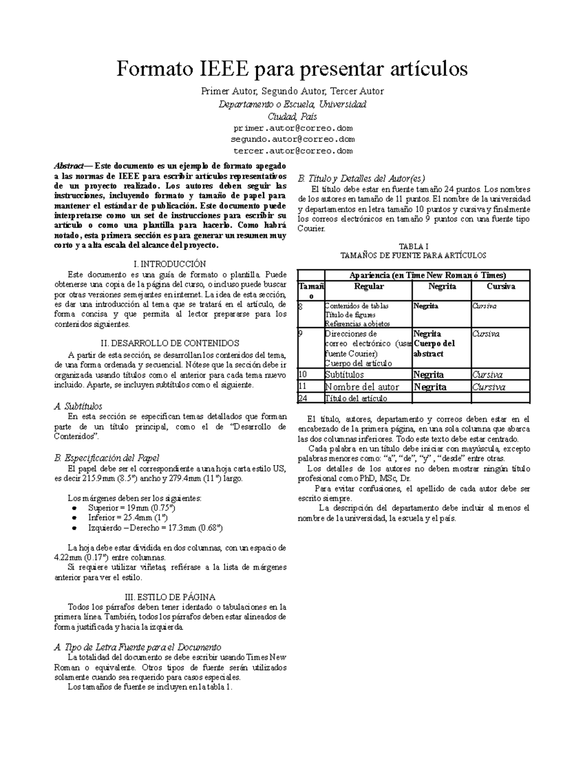 Formato IEEE - Los autores deben seguir las instrucciones, incluyendo ...