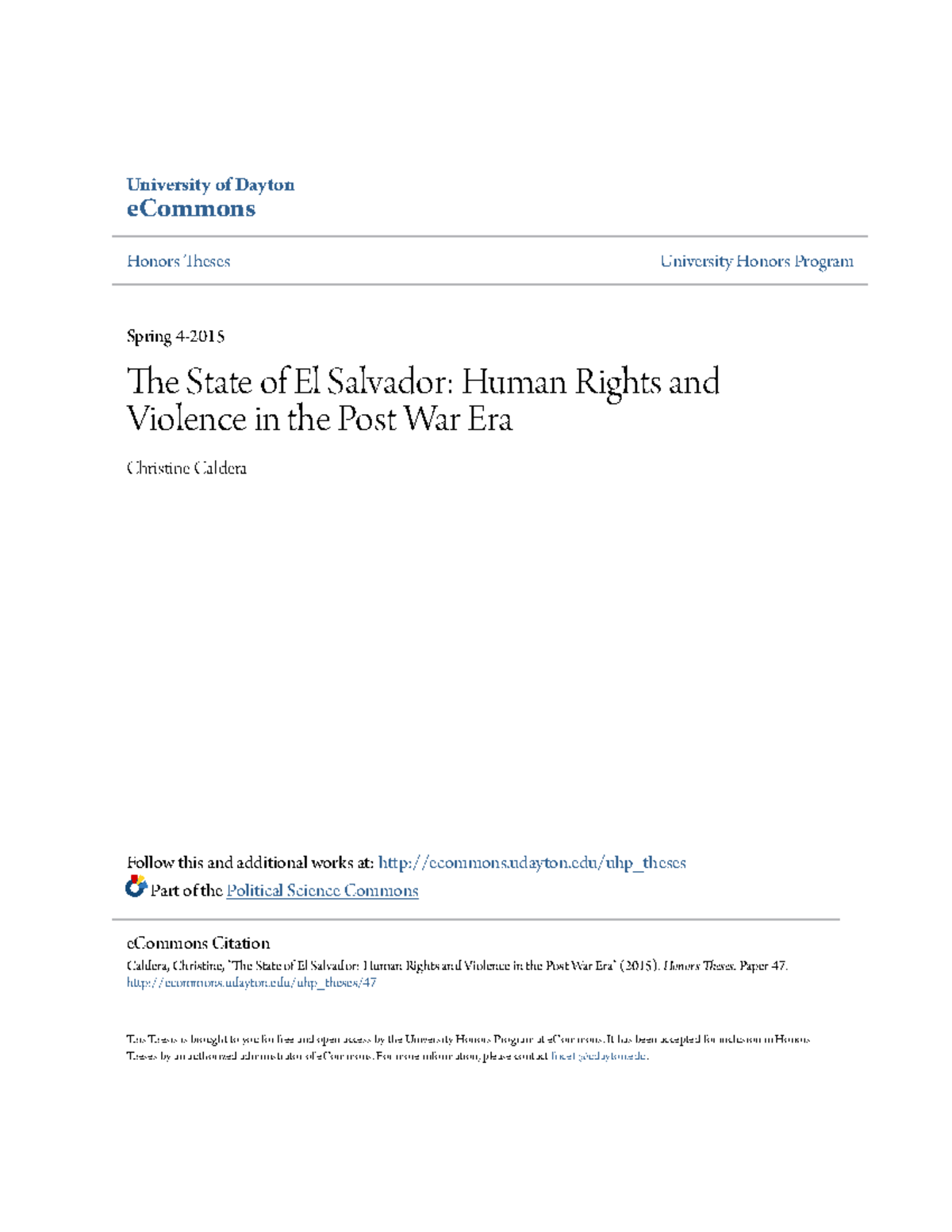 The State of El Salvador Human Rights and Violence in the Post W ...