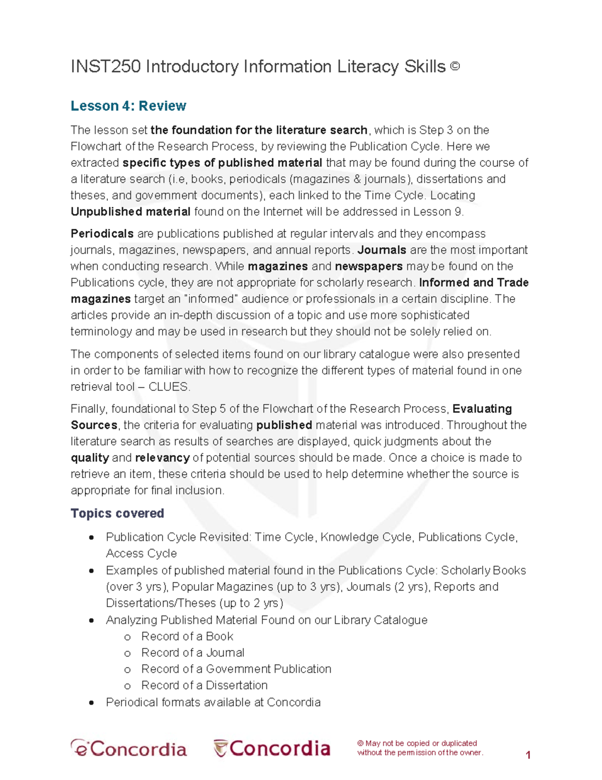 L4 review - Note - 1 © May not be copied or duplicated without the permission of the owner ...