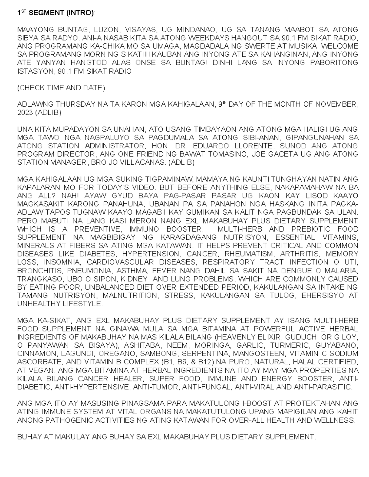 1ST Segment - Done - 1 ST SEGMENT (INTRO): MAAYONG BUNTAG, LUZON ...