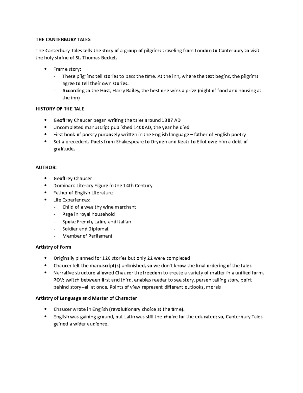 THE Canterbury Tales - THE CANTERBURY TALES The Canterbury Tales tells ...