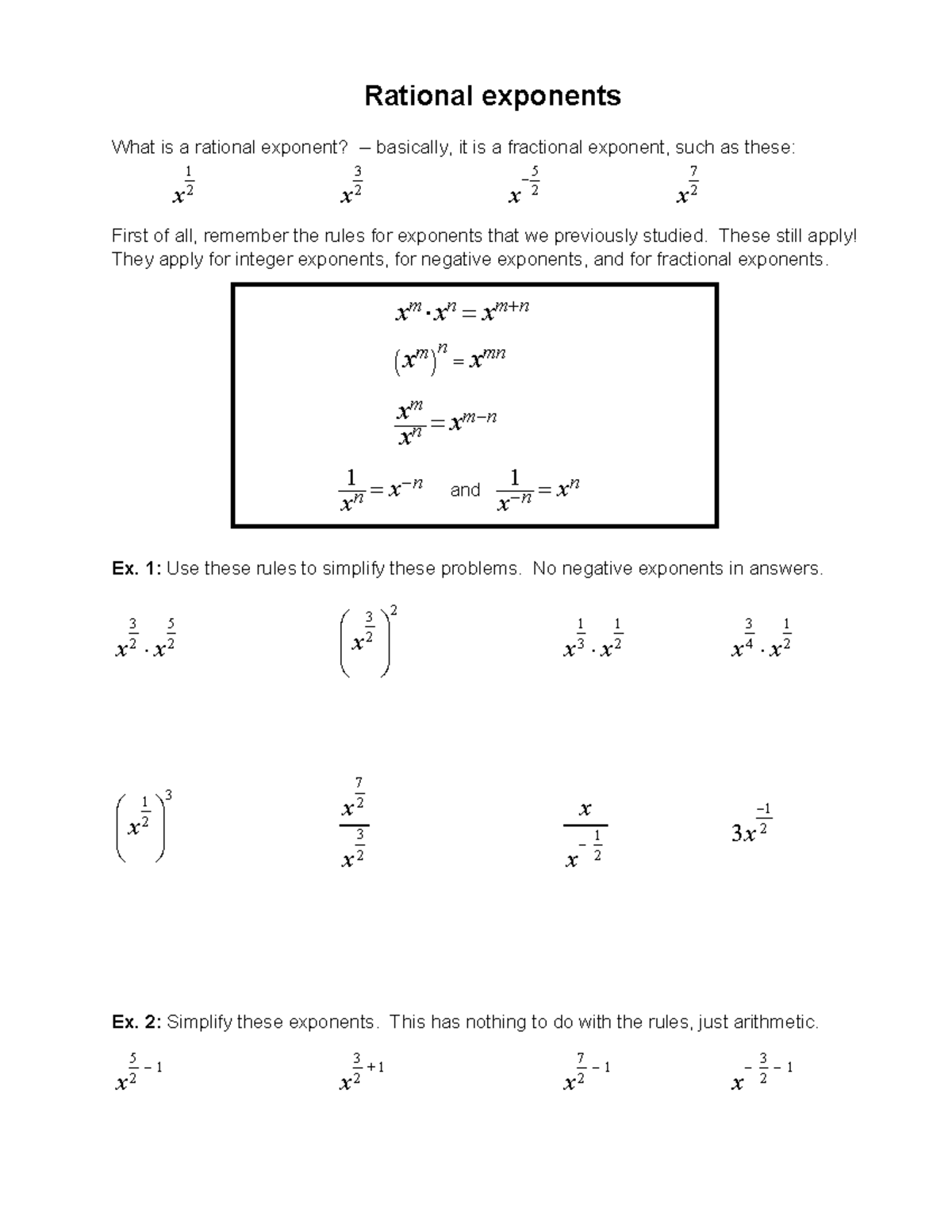 0324 Notes - Algebra - J - Rational exponents What is a rational ...