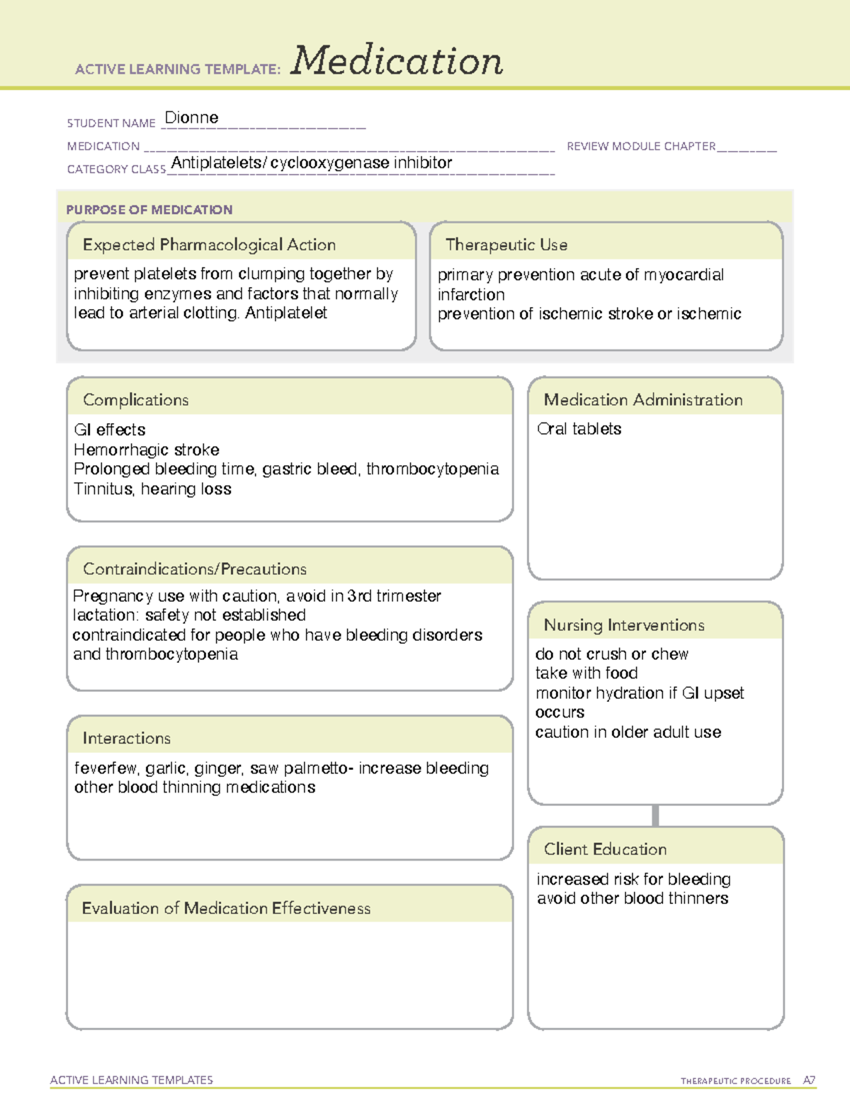 ALT Aspirin - ACTIVE LEARNING TEMPLATES THERAPEUTIC PROCEDURE A ...