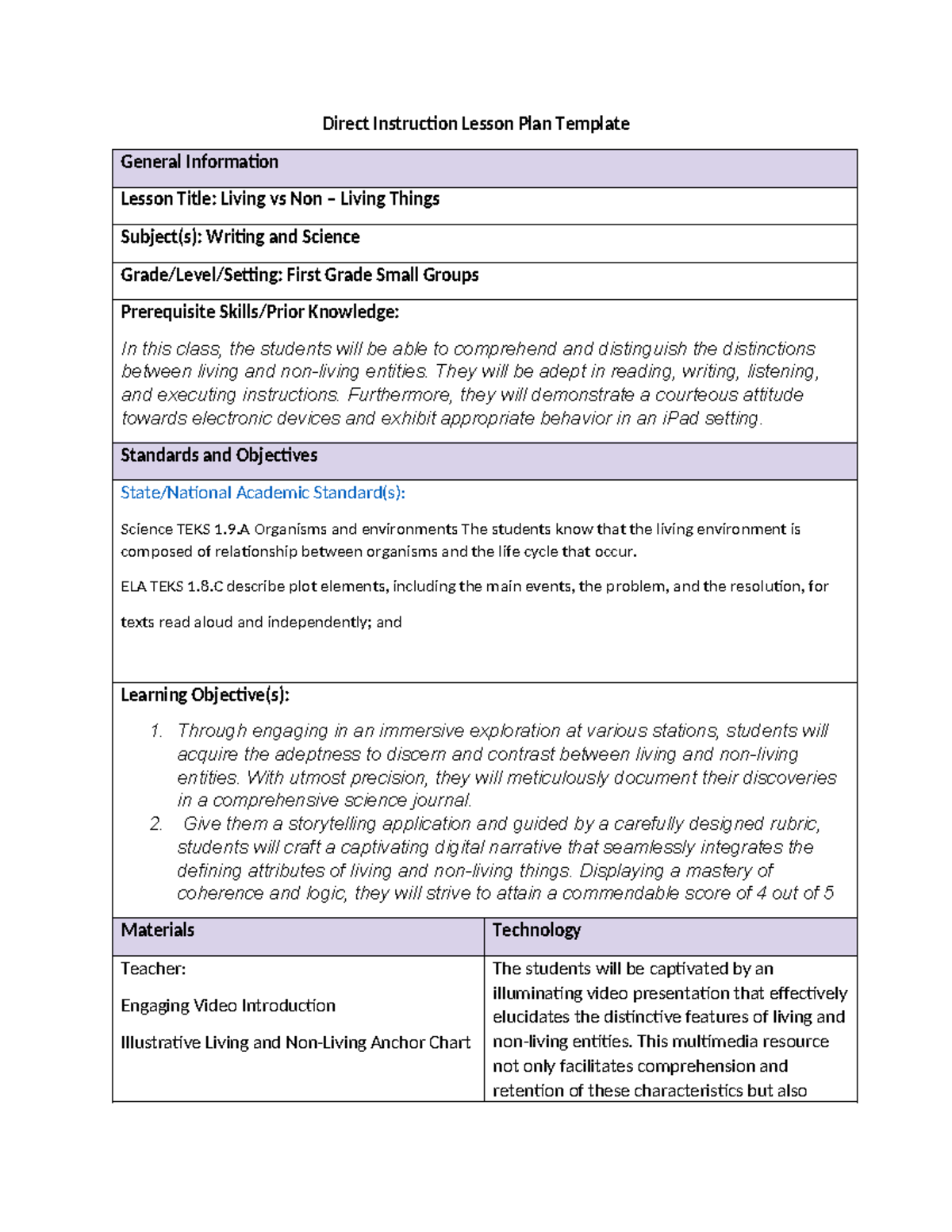 Task 2 - task2 - Direct Instruction Lesson Plan Template General ...