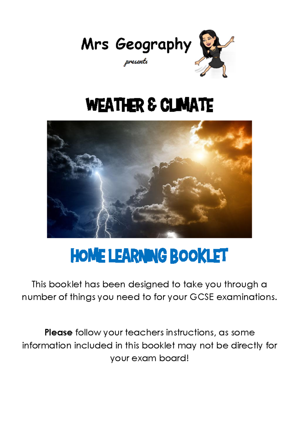 Weather and climate HOME Learning Booklet - weather & CLIMATE HOME ...