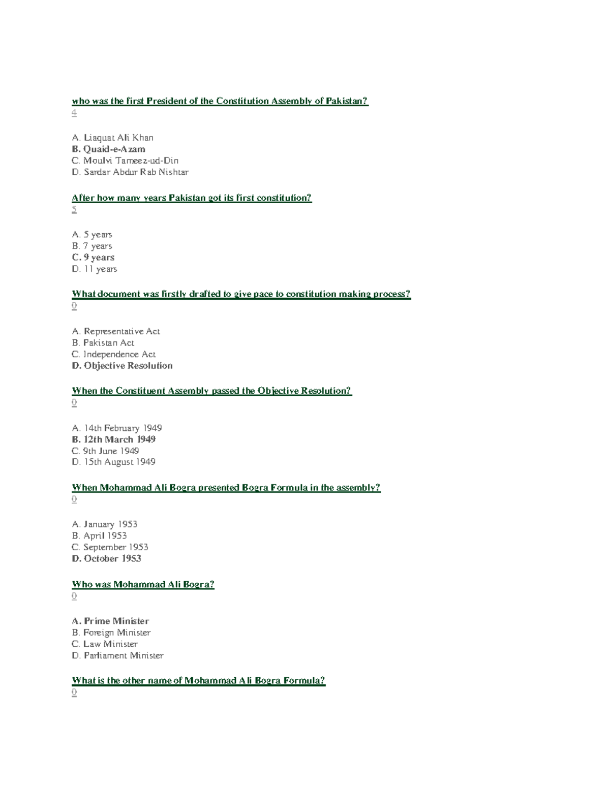 Pakistan basic (pakmcqs) - who was the first President of the ...