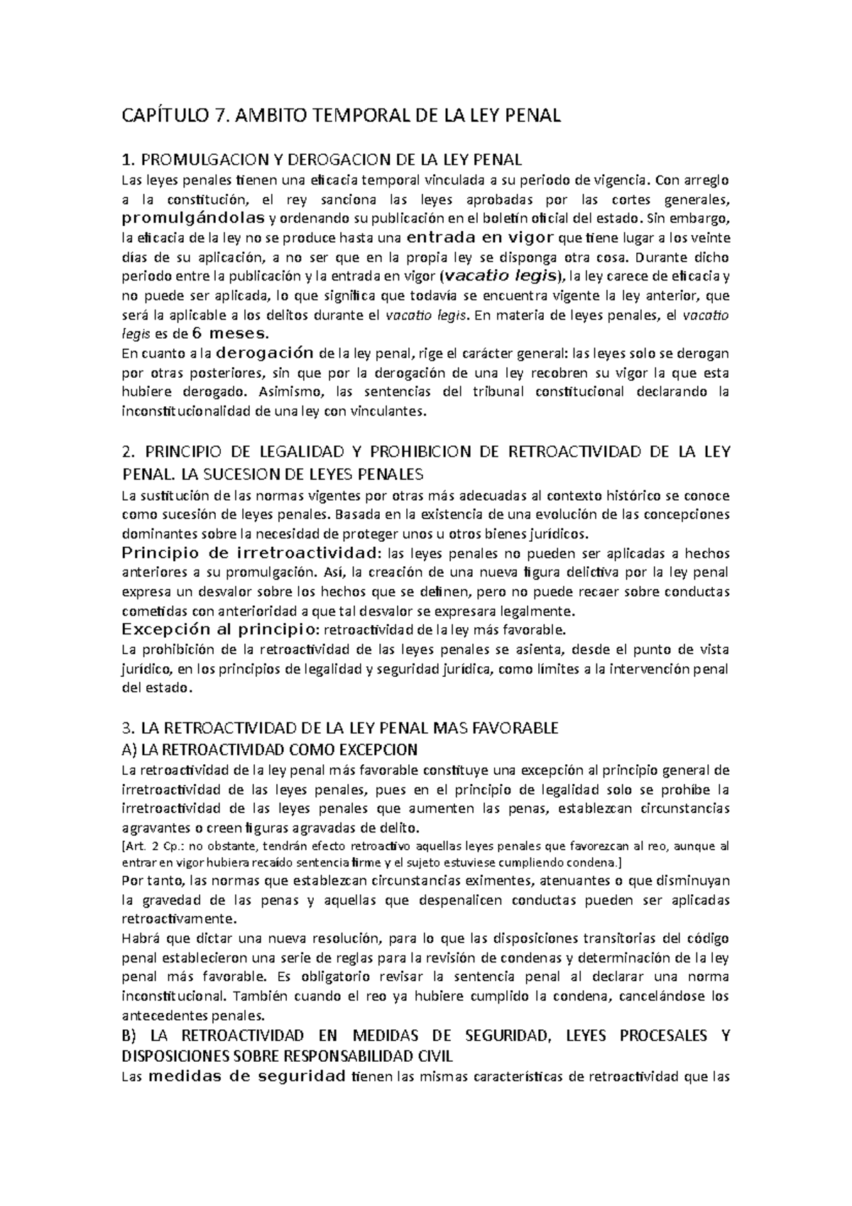 CapÍtulo 7. Ámbito Temporal DE LA LEY Penal - CAPÍTULO 7. AMBITO ...