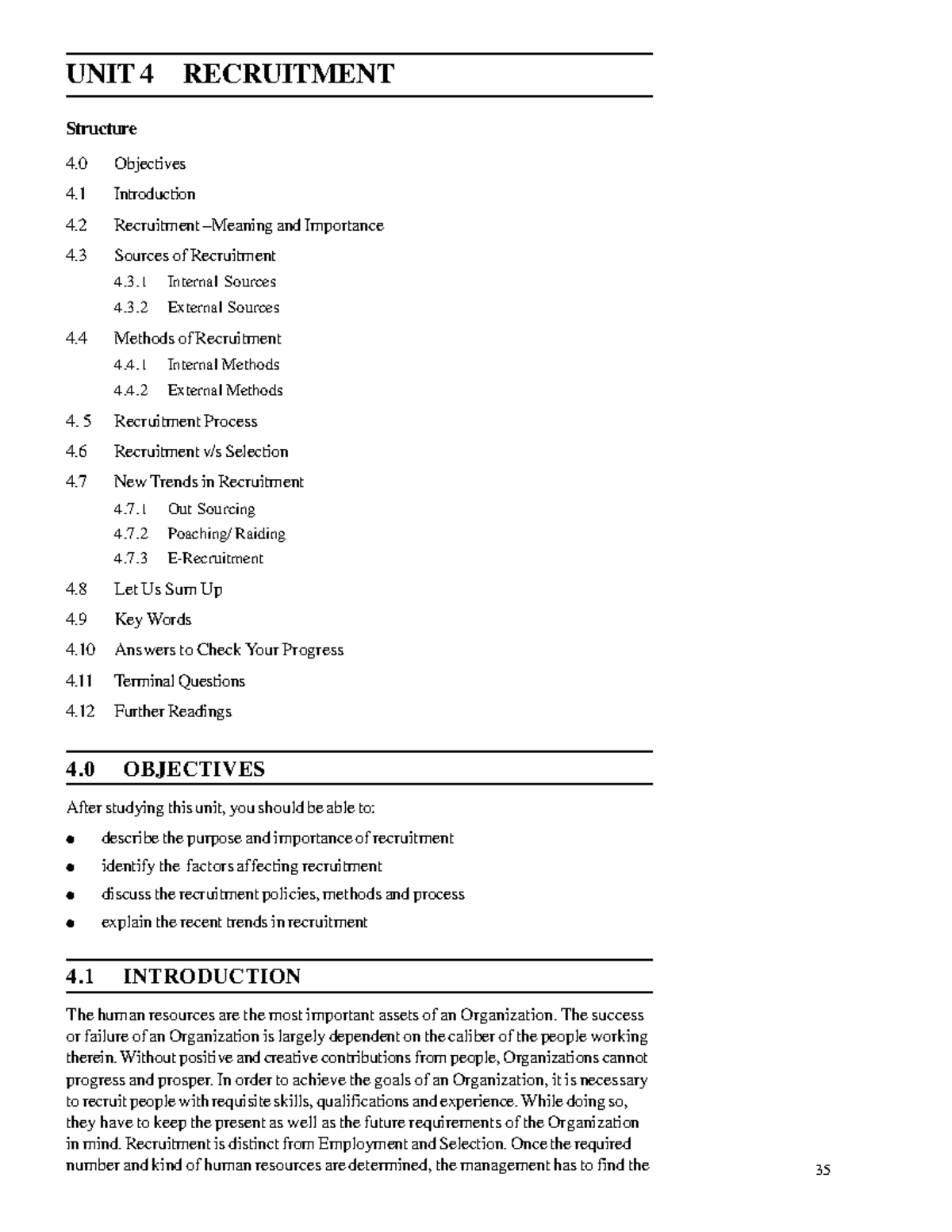 Recruitment pdf - Lecture notes 5 - Recruitment UNIT 4 RECRUITMENT ...
