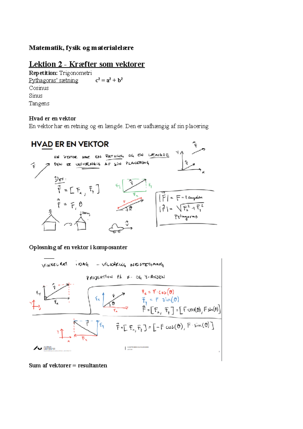 Matematik, fysik og materialelære - Matematik, fysik og materialelære Lektion 2 - Kræfter som ...