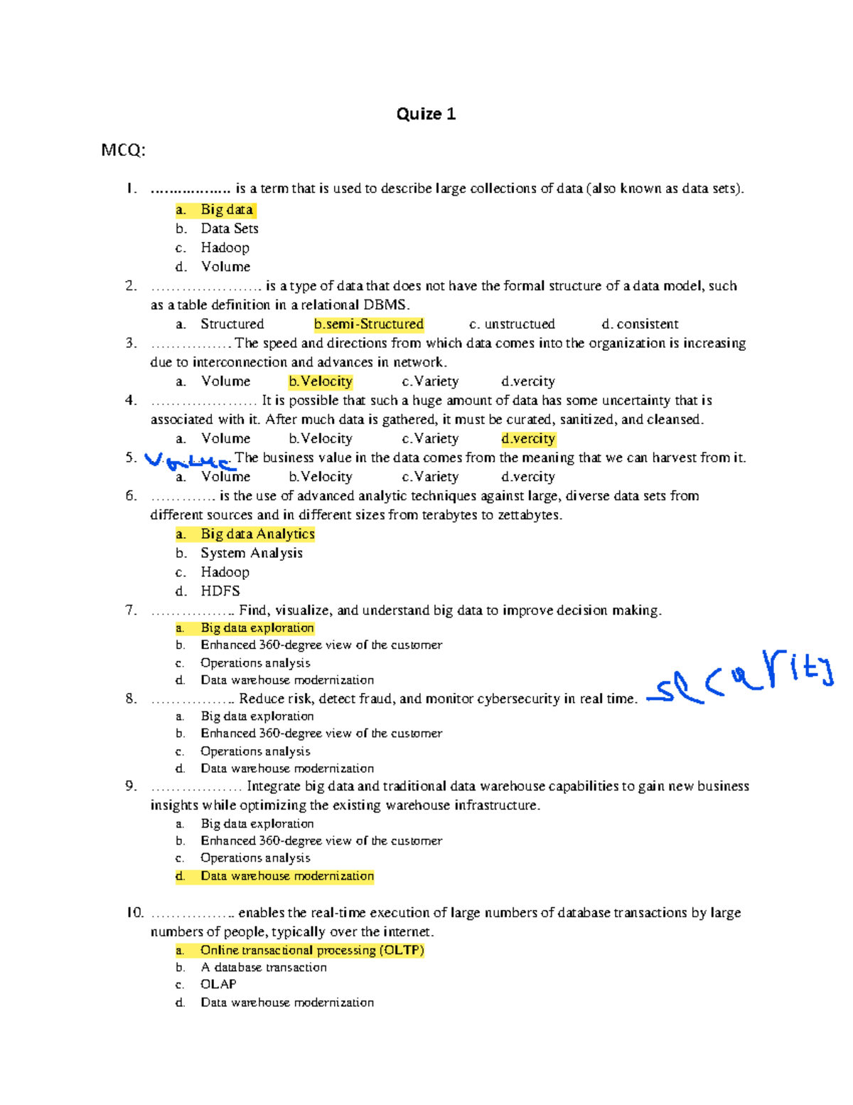 Quize 1 - Big_Data_Quiz And Answer - Quize 1 MCQ: 1 ...